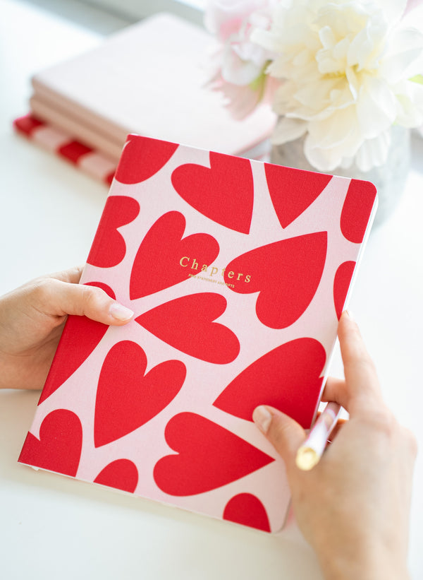 Canvas Notebook, Pink & Red Hearts | Chapters