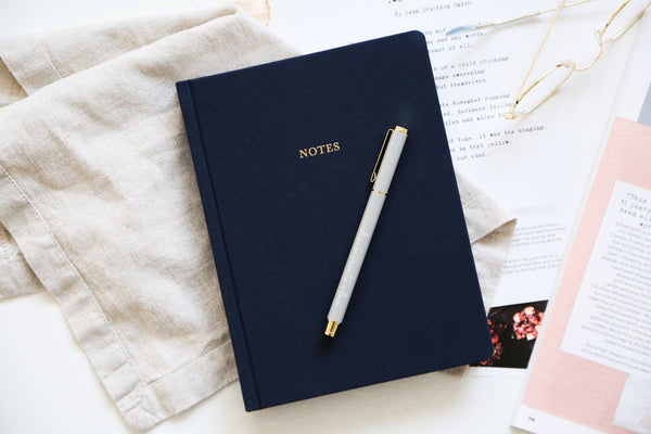Navy Linen Notebook Chapters